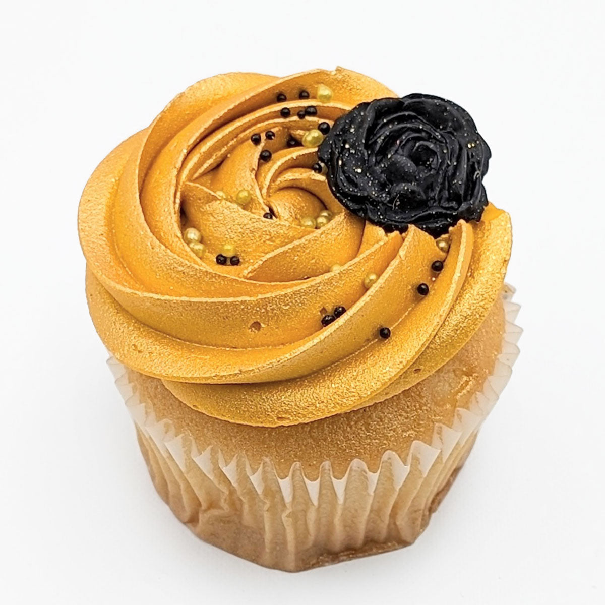 Gold Shimmer and Rose Medium Cupcake – Deerfields Bakery