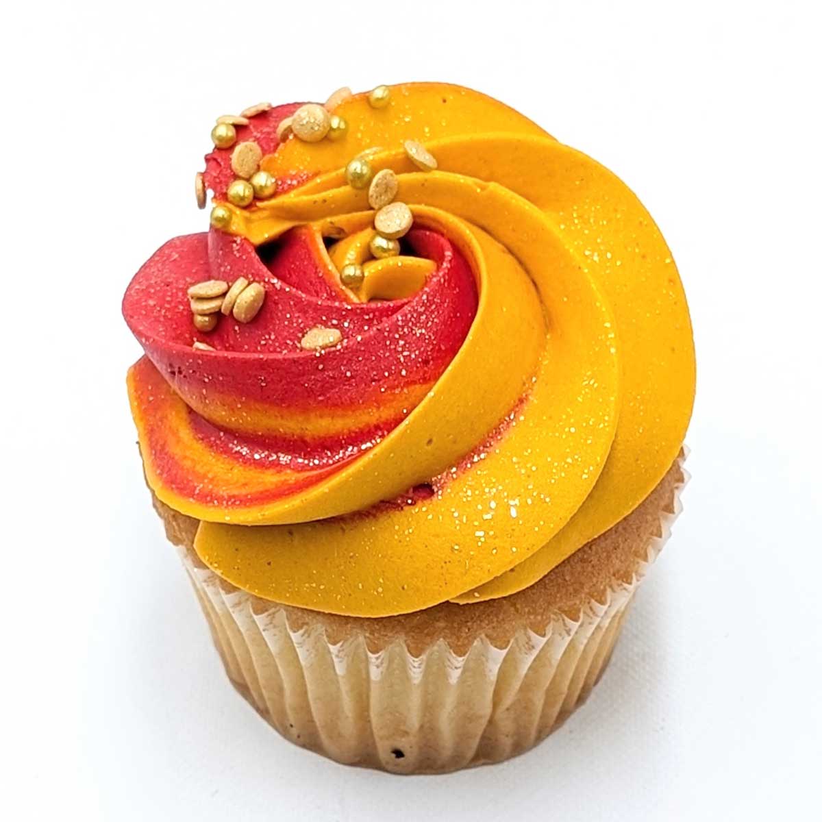 Red and Gold Swirl Medium Cupcake – Deerfields Bakery
