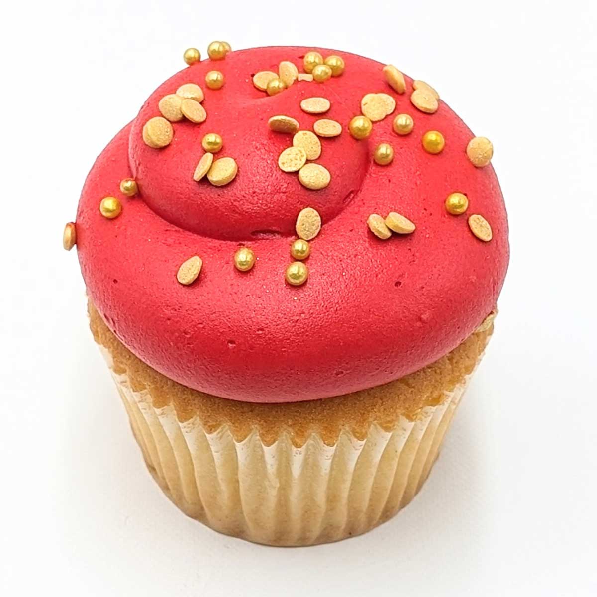 Red with Gold Sprinkles Medium Cupcake – Deerfields Bakery