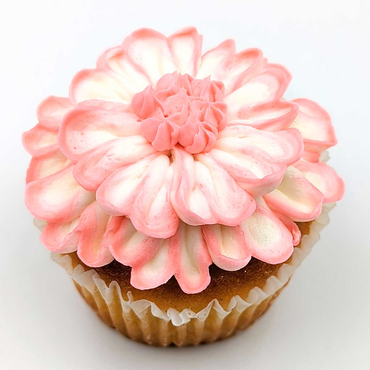 Large Cupcake: Pink Ruffle Flower – Deerfields Bakery