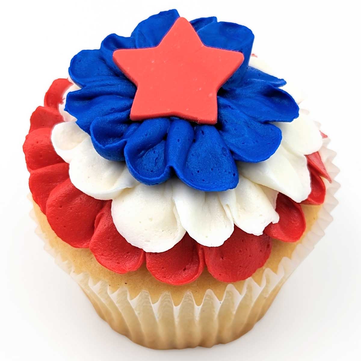 Large Cupcake: Patriotic Ruffles – Deerfields Bakery