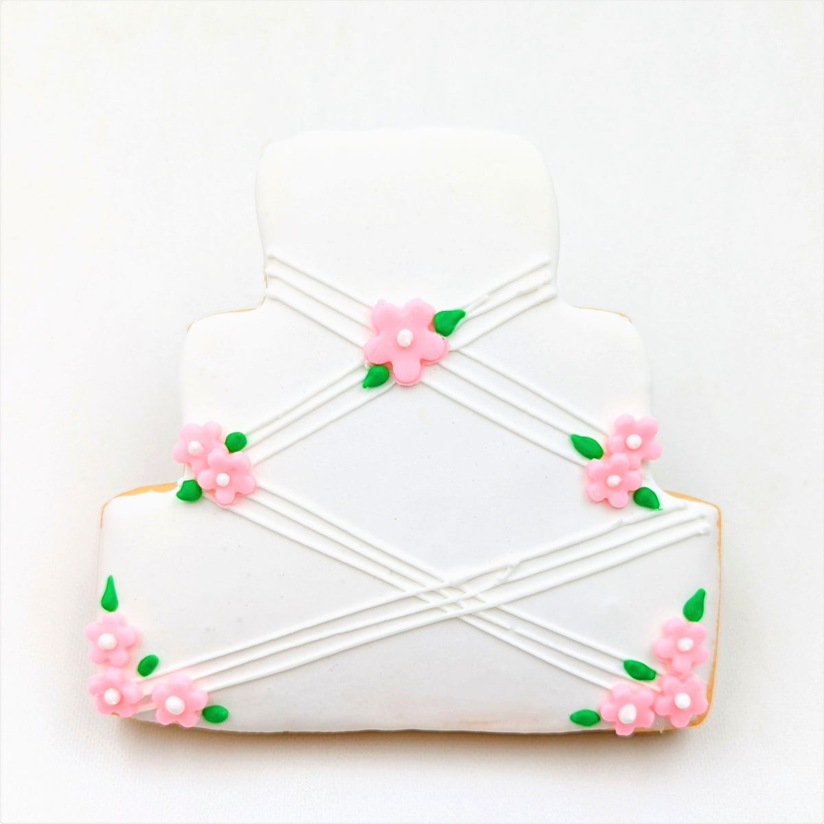 Wedding Cake with Flowers & Lines Local Deerfield's Bakery Decorated Cookies – Deerfields Bakery