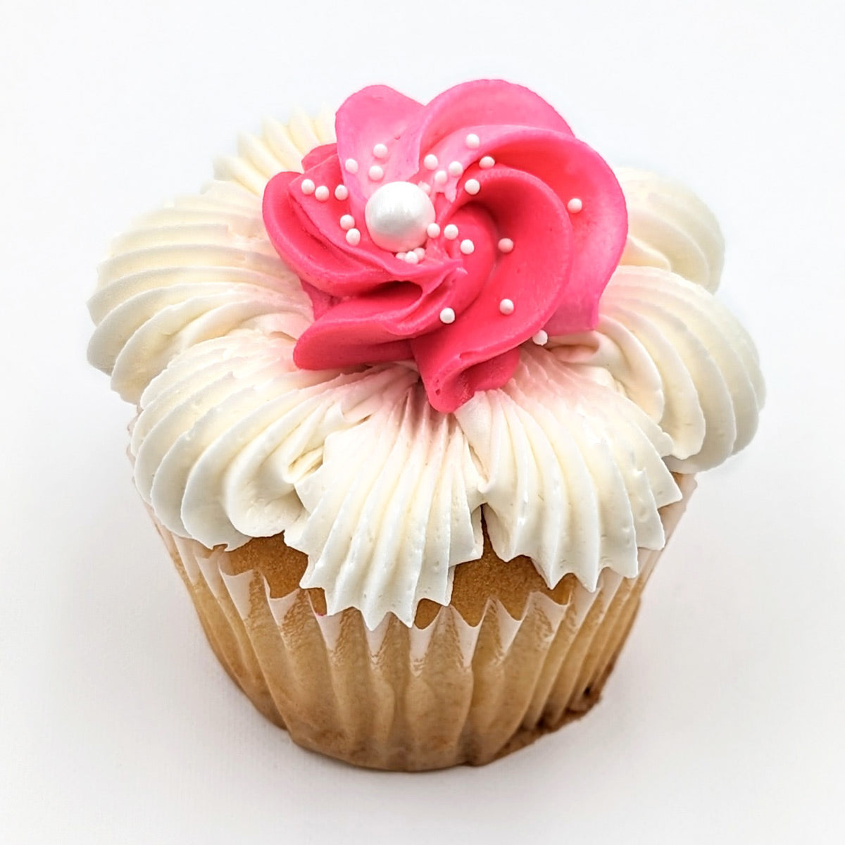 Pink and White Fluffy Medium Cupcake – Deerfields Bakery