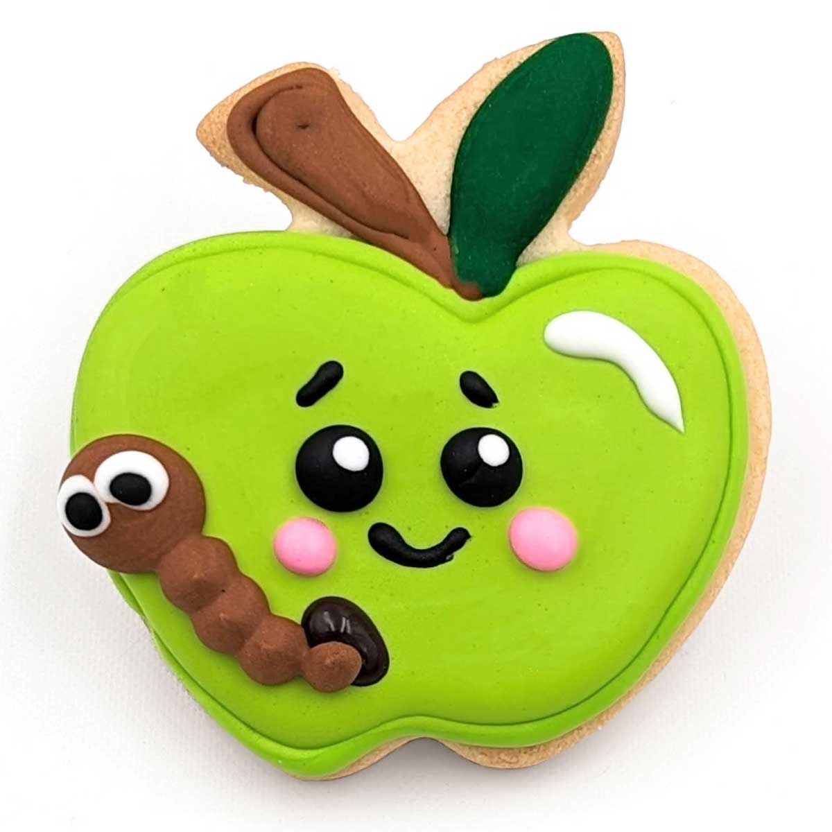 Green Apple with Worm Cookie – Deerfields Bakery