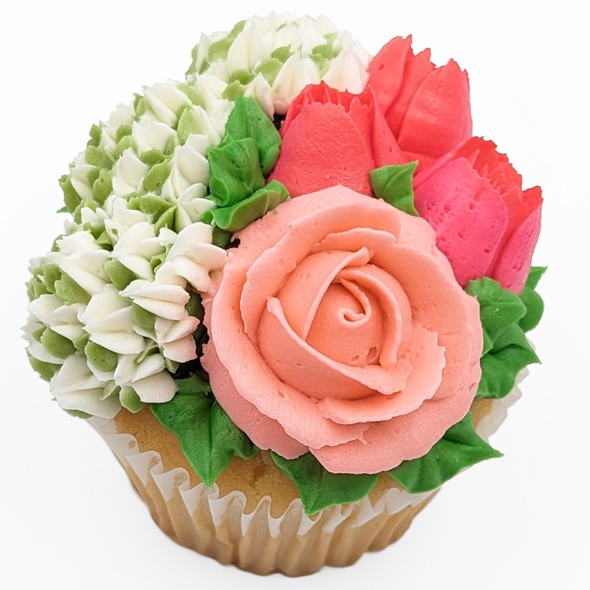Large Cupcake: Complex Flower Arrangement – Deerfields Bakery