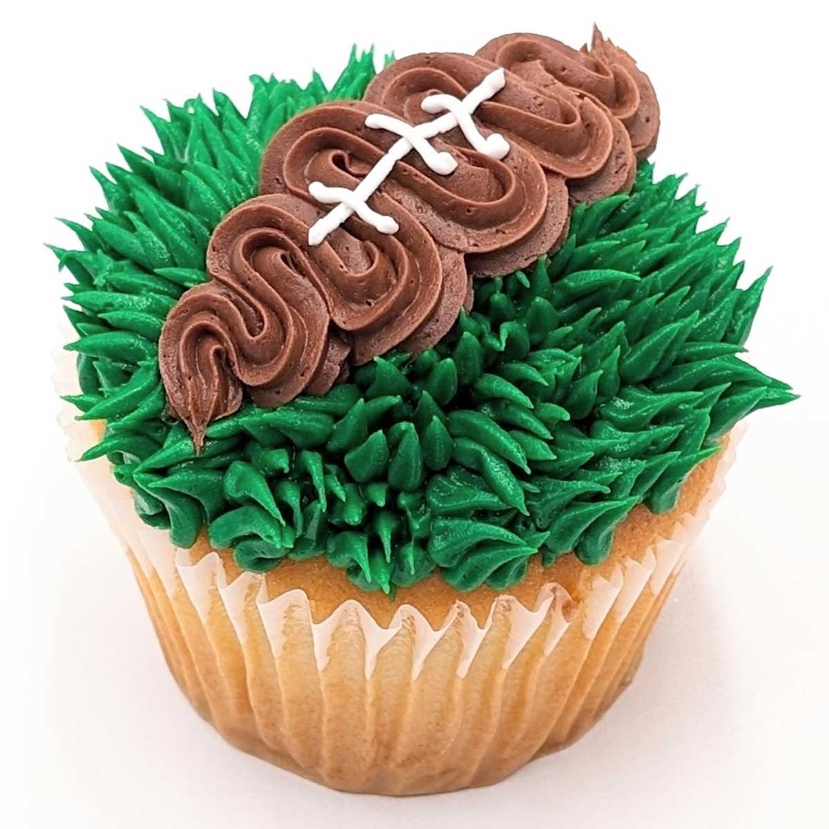 Large Cupcake: Football Squiggle – Deerfields Bakery