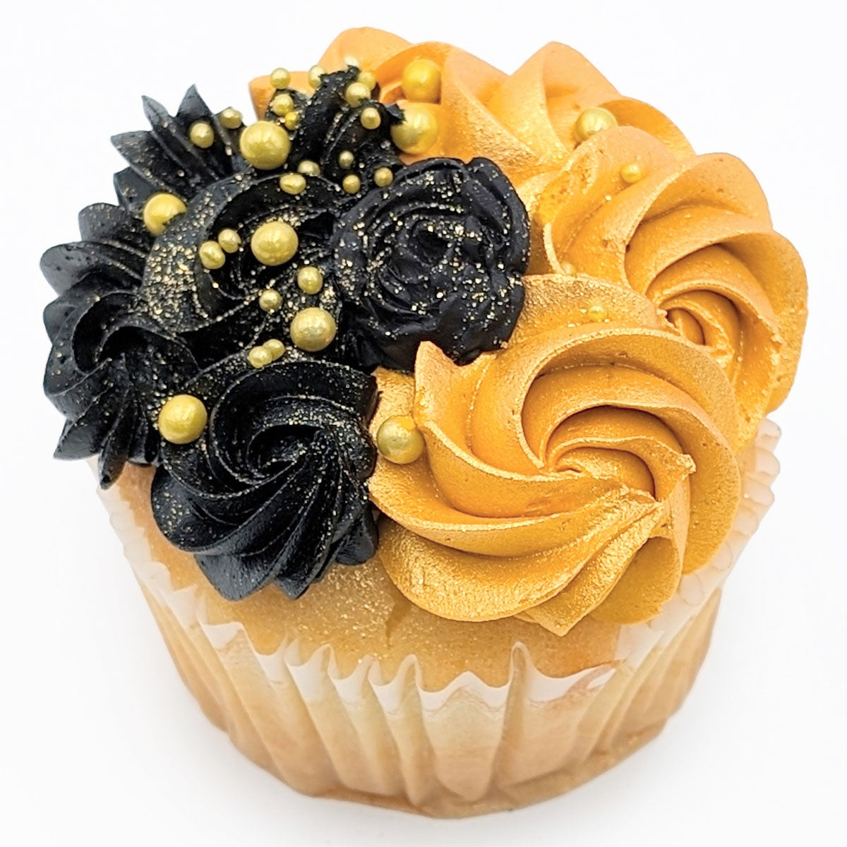Large Cupcake: Fancy Gold and Black – Deerfields Bakery