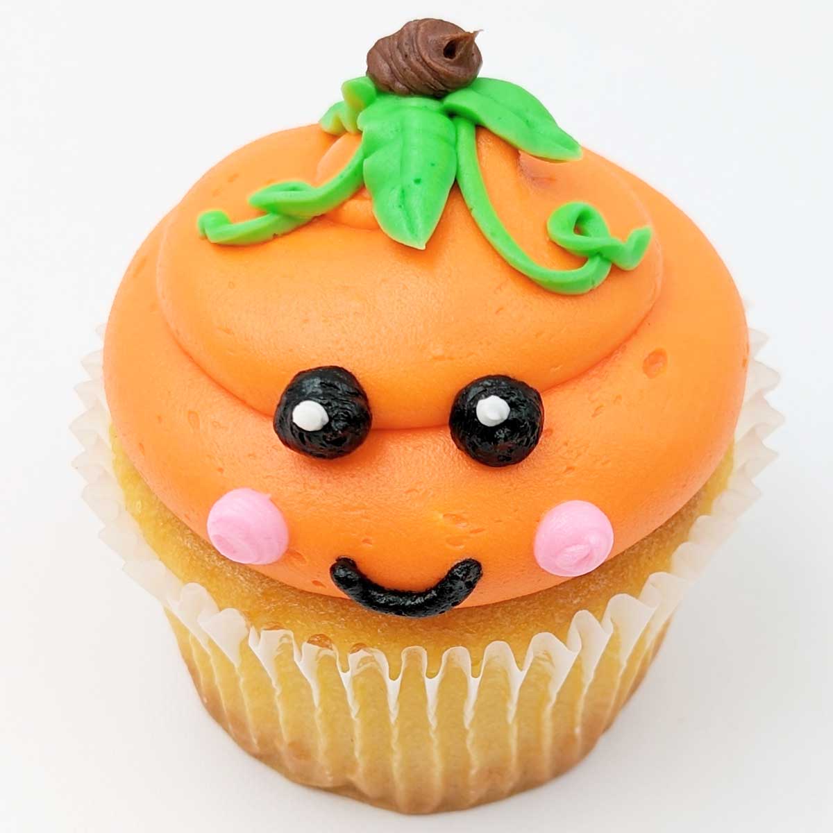 Large Cupcake: Cute Face Pumpkin – Deerfields Bakery